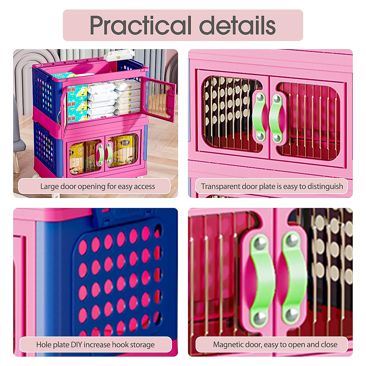 XCBYT Storage Bins with Lids - 3 Tier 36 Gal Collapsible Stackable Storage Bins Plastic Foldable Box Storage with Wheels Closet Organizers and Storage for Bedroom Studyroom Office