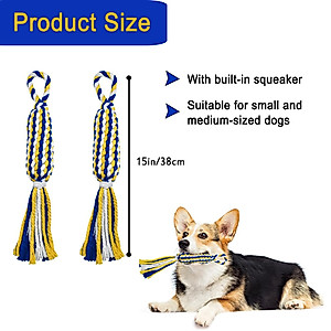 SYOOY Dog Rope Toys for Small and Medium Aggressive Chewers, Puppy Teething Toys, Dog Chew Rope Toys with Squeaky Sound, Interactive Dog Toy for Dog Tug of War and Pull, Dog Flirt Pole Replacement Toy