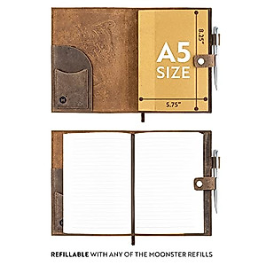 Moonster Lined Journal Notebook Paper for Refillable Leather Journals – Premium Milled Inserts A5 Paper 70gsm Sheets Ruled Notepad 8.25 x 5.75 Inches with 320 Refill Pages and Helpful Bookmark
