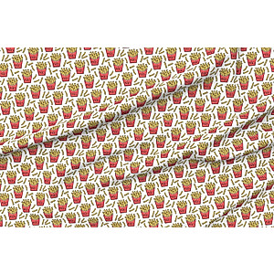 Spoonflower Fabric - French Fries Food Red White Autumn Fall Spring Summer Pop Art Dinner Printed on Petal Signature Cotton Fabric Fat Quarter - Sewing Quilting Apparel Crafts Decor