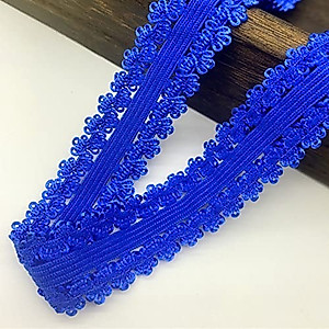 0.4/0.6/0.8/1 Inch Navy Blue Lace Trim Elastic Ribbon Fold Over Spandex Elastic Band for Sewing Lace Trim Waist Band Garment Accessory