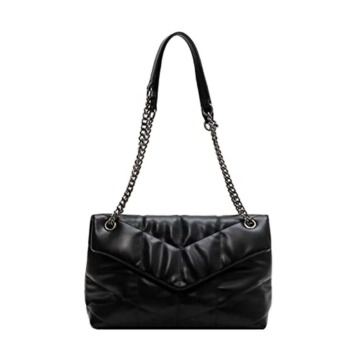 Womens Bag Fashion Leather Shoulder Bag Classic Women Bag Chain Shoulder Totes Handbag Winter Fashion Bags (Color : Black, Size : 12 * 7 * 4inch)
