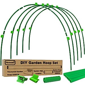 PirateAnt Greenhouse Hoops Set for DIY Grow Tunnel，Thickened High Tenacity PP Garden Hoops for Row Cover，Green Garden Hoops for Raised beds，DIY Plant Support Garden Stakes, 25pcs