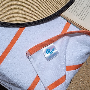 Arkwright Las Rayas Chaise Lounge Cover - Case of 12 - Bulk Terry Towel 100% Striped Soft Cotton with Pocket Holder for Beach Pool Outdoor Chair, 30 x 85 in, Orange