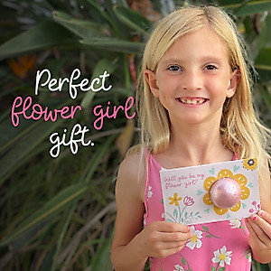 Pop Fizz Designs Flower Girl Proposal Card with Bath Bombs [2 Pack]- Flower Girl Gift, Flower Girl Cards, Flower Girl Gifts From Bride, Flower Girl Proposal Box Gifts