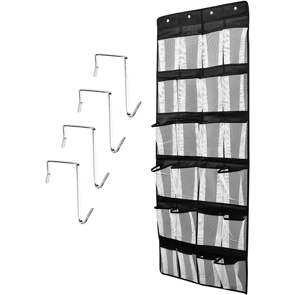 NINEFOX 24 Pockets for Stanley Cup Organizer, Rain Cup Organizer for Stanley Cup, with Hooks, Foldable, for Home, Kitchen, Classroom, 32*27*2.5cm, Black, 22359885