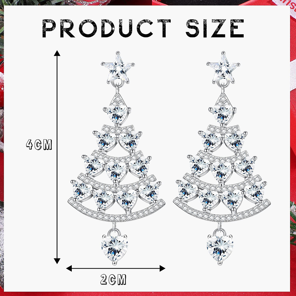 1 Pair Christmas Tree Earrings, Dangle Earrings for Women Crystal Shiny Zircon Christmas Tree Earrings, Christmas Jewelry Gift for Women Girls