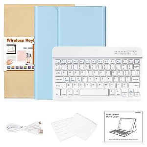 Keyboard Case for iPad Air 11 inch 2024 (M2) & iPad Pro 11 inch (4th/3rd/2nd/1st) Gen 2022, iPad Air 5th&4th Generation Case with Keyboard, Detachable Bluetooth Keyboard with Pencil Holder (Sky Blue)