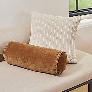 Nate Home by Nate Berkus Textured Cotton Decorative Throw Pillow | Modern Decorative Cushion for Couch, Chairs, or Bedroom from mDesign - Square Size 20" x 20", Natural (Taupe)