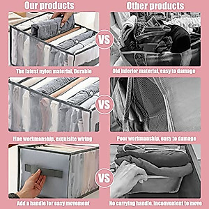 Duyoku Clothes Organizer - Dresser Drawer Organizers 2PCS, Drawer Organizer Clothes, 9 Grids Closet Storage, Washable, for Jeans, Pants, Sweater(GREY)