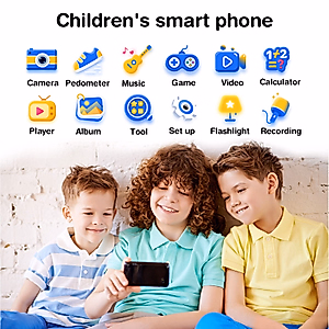 PTHTECHUS® Kids Phone Toy for Boys Girls, 3.8 "Touch Screen Toddler Smartphone with Fun Cameras 16 Games MP3 Music Player Audio Recorder Pedometer Torch Alarm Clock Children Phone for Ages 4-14