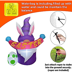 JOYEASE 4 Ft Inflatable Easter Gnome with Egg Decoration Build-in LED Blow Up Happy Easter for Home Yard Lawn Garden Indoor Outdoor