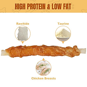 Amzey Chicken Wrapped Rawhides Dogs Treats, Rawhide Twist Chicken Hide Sticks, Puppy Training Snacks Sticks Dog Chews, All Natural 4 Resealable Bags, Total 24oz/ 1.5lb