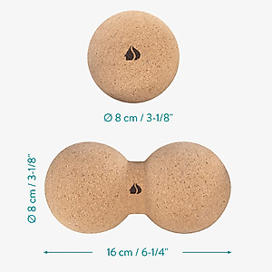 Navaris Cork Massage Peanut Ball Set (2 Pieces) - Includes Cork Peanut Roller, Cork Massage Ball - Rollers for Back and Muscles