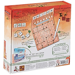 Horrible Guild Railroad Ink: Blazing Red Edition - Roll Dice and Draw Railways and Routes, 7 Rounds to Expand Your Rail Map - Expansion Dice Included, Plays with 1-6 players, 20-30 mins, Ages 8 & Up