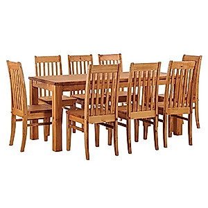 B.R.A.S.I.L.-Möbel TableChamp Dining Table Set Rio Eight Pine Chairs with Extensions Included Honey Solid Wood