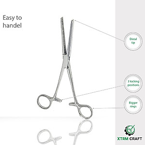 XTRM CRAFT Pean Hemostat Straight 5.5" Multipurpose Locking Tweezer Clamps Serrated, Stainless Steel, Hemostats for Nurses, Fishing Forceps, Crafts and Hobby