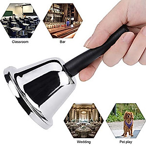 MROCO Loud Hand Bell, Silver Steel Hand Bells for Adults, Dinner Bells for Inside Classroom Bell, for Food Line, Alarm, Jingles, Ringing