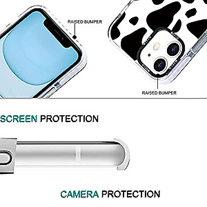 MZELQ Designed for iPhone 11 Case, Cute Cow Print TPU Phone Cow Patterns Case + Screen Protector Compatible with iPhone 11 6.1 inch Fit Girls Women iPhone 11 Case