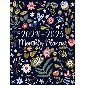2024-2025 Monthly Planner: Two Year Schedule Organizer from January 2024 to December 2025 with Floral Cover