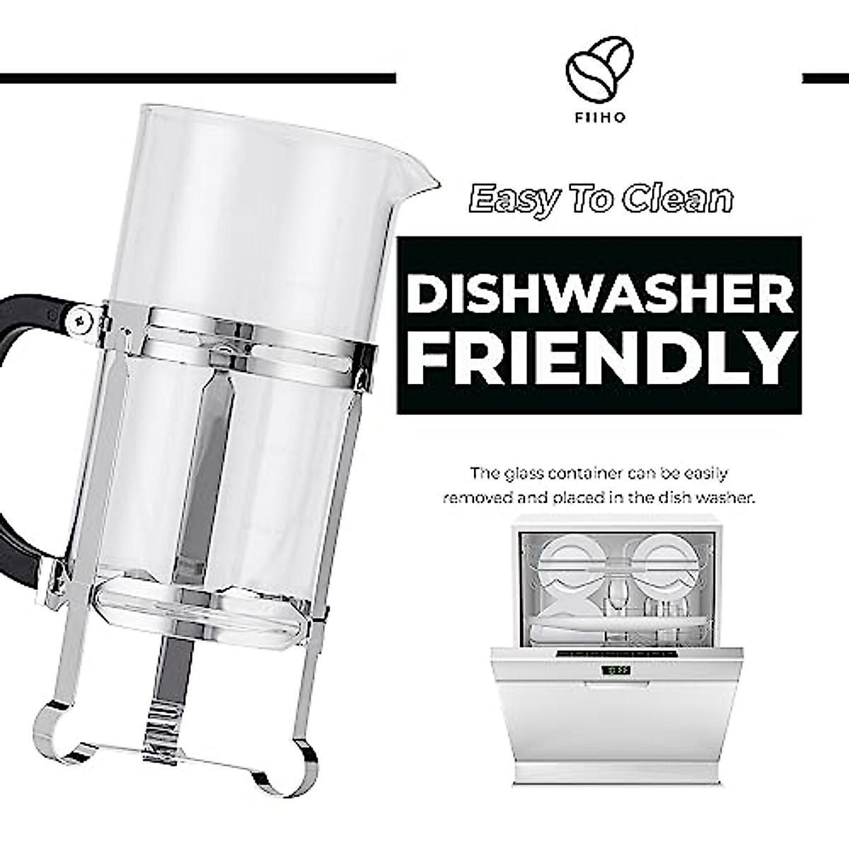 French Press Coffee and Tea Maker（34oz）,304 Stainless Steel Coffee Press with 4 Filters Screen-100% No Residue -German Heat-Resistant Borosilicate Glass- BPA FREE -Dishwasherable，Copper