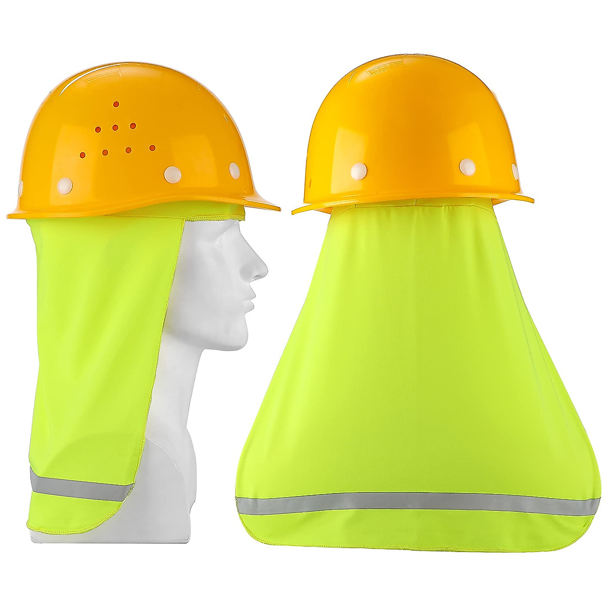 4 Pieces Sun Shade Hat Neck Shade Sun Shade Hat Cooling Skull Cap (Fluorescent Yellow)