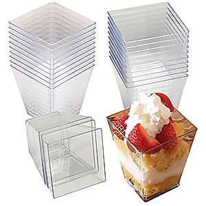 Z-Color 50pcs 4OZ Embellish Crystal Clear Hard Plastic Dessert Cups With Spoons