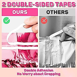 4-Pack Backdrop for Party Decorations, Foil Fringe Backdrop Curtains, Tinsel Streamers for Birthday Party Decorations, Pink Backdrop Curtains for Girl Graduation Unicorn Mermaid Disco Princess Parties