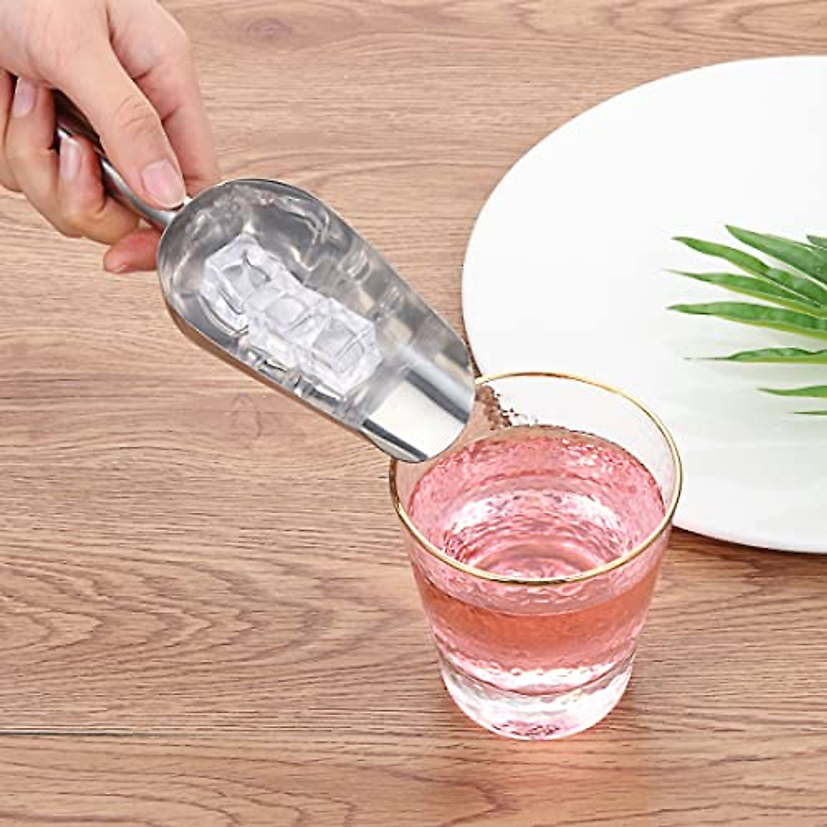 Stainless Steel Ice Scoop, 3 Ounces Round Bottom Bar Ice Flour Utility Scoop 9.6 Inch Metal Food Scoop Small Metal Food Candy Scoop for Kitchen Bar Party Wedding for Ice Cubes Beans Dog Food