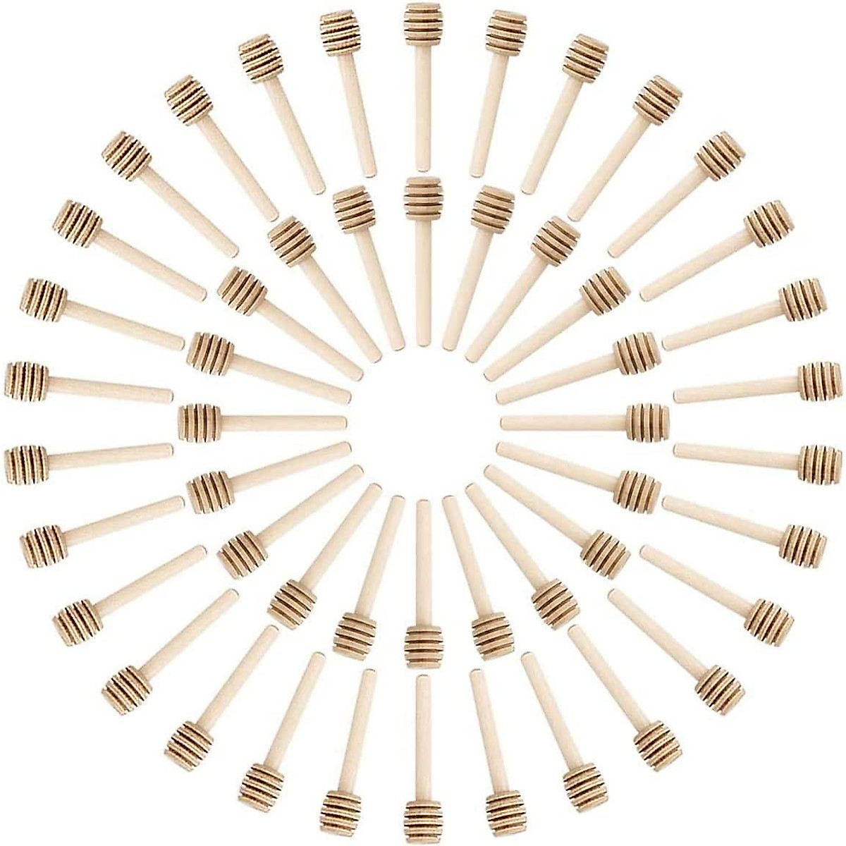 BetterJonny 100 Pieces Household Wooden Honey Dipper Sticks Portable 3 inch Mini Honey Dippers for Honey Jar Dispense Drizzle Honey