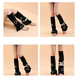 Y2k Leg Warmers for Women Two Side Wear Leg Warmers Girls Kawaii Knitted Leg Warmer Gothic Harajuku Cute Leg Warmer