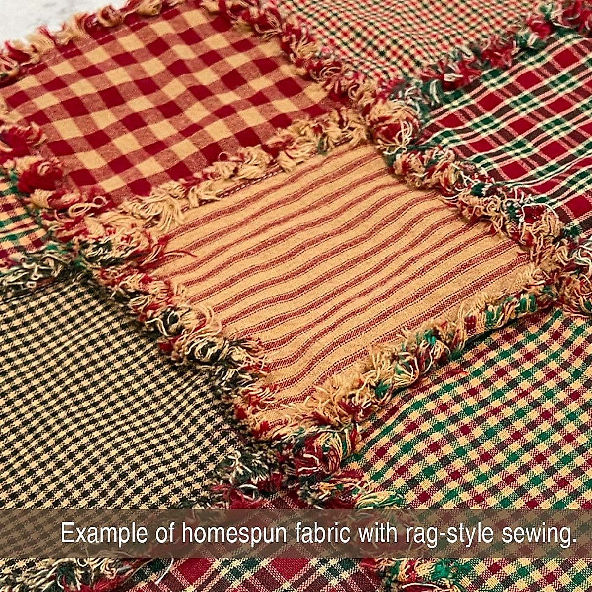 Primitive Red 5 Homespun Cotton Plaid Fabric by JCS - Sold by The Yard