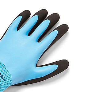 Amazon Basics 15 gauge polyester nitrile fully coated, sandy nitrile palm coated outer Size 9,L, 2-pair, Blue