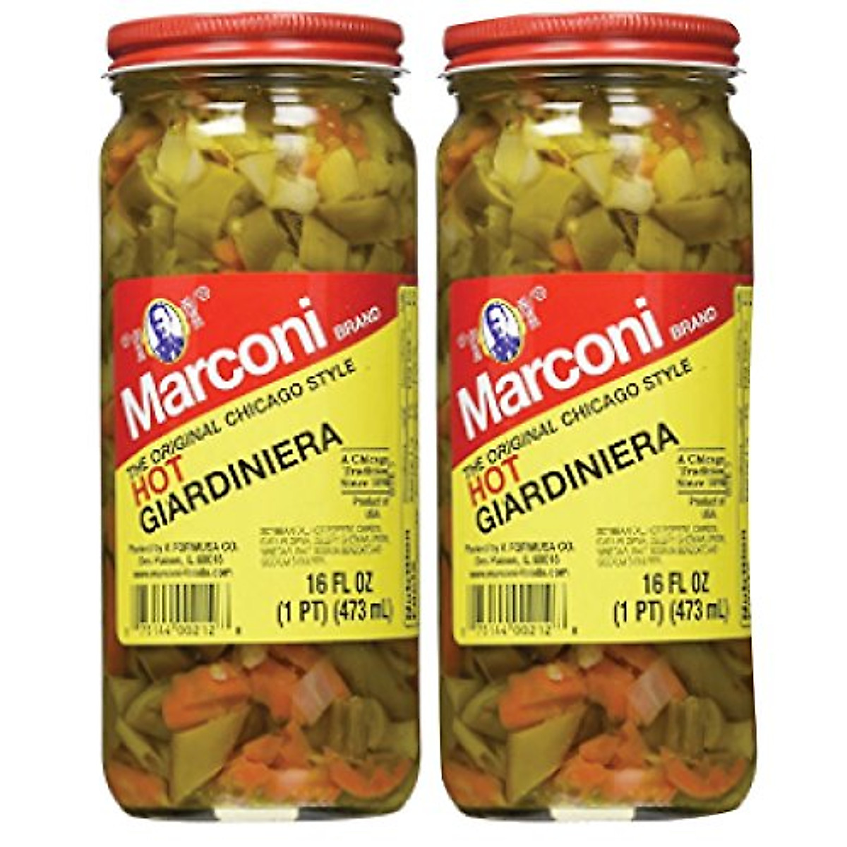 Marconi - The Original Chicago Style Hot Giardiniera - 16 oz (2 Pack)