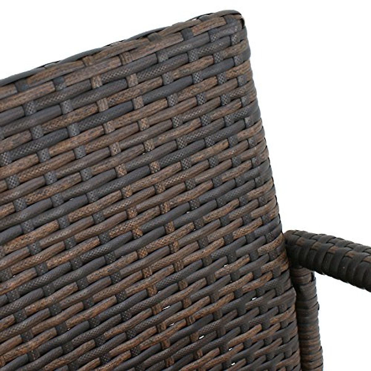 LEMY Outdoor Brown Wicker Rattan Bar Stool All-Weather Patio Furniture Chair Set with Armrest and Footrest (Set of 4)