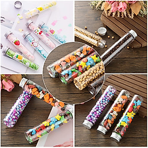 Acrux7 40 pcs Clear Flat Plastic Test Tube with Screw Caps 110ml - Flat-Bottomed Transparent Test Tube for Bath Salt Candy Storage (151 x 34 mm)