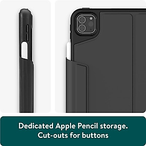 Mous iPad Pro 11 inch (3rd/4th Gen) Case with Pencil Holder, Integrated Stand, and AiroFoam Protection [Black, Portable Electronic Device Cover]