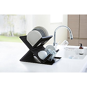 YAMAZAKI home 2608 Dish Drainer-Drying Rack for Kitchen Counters, One Size, Black