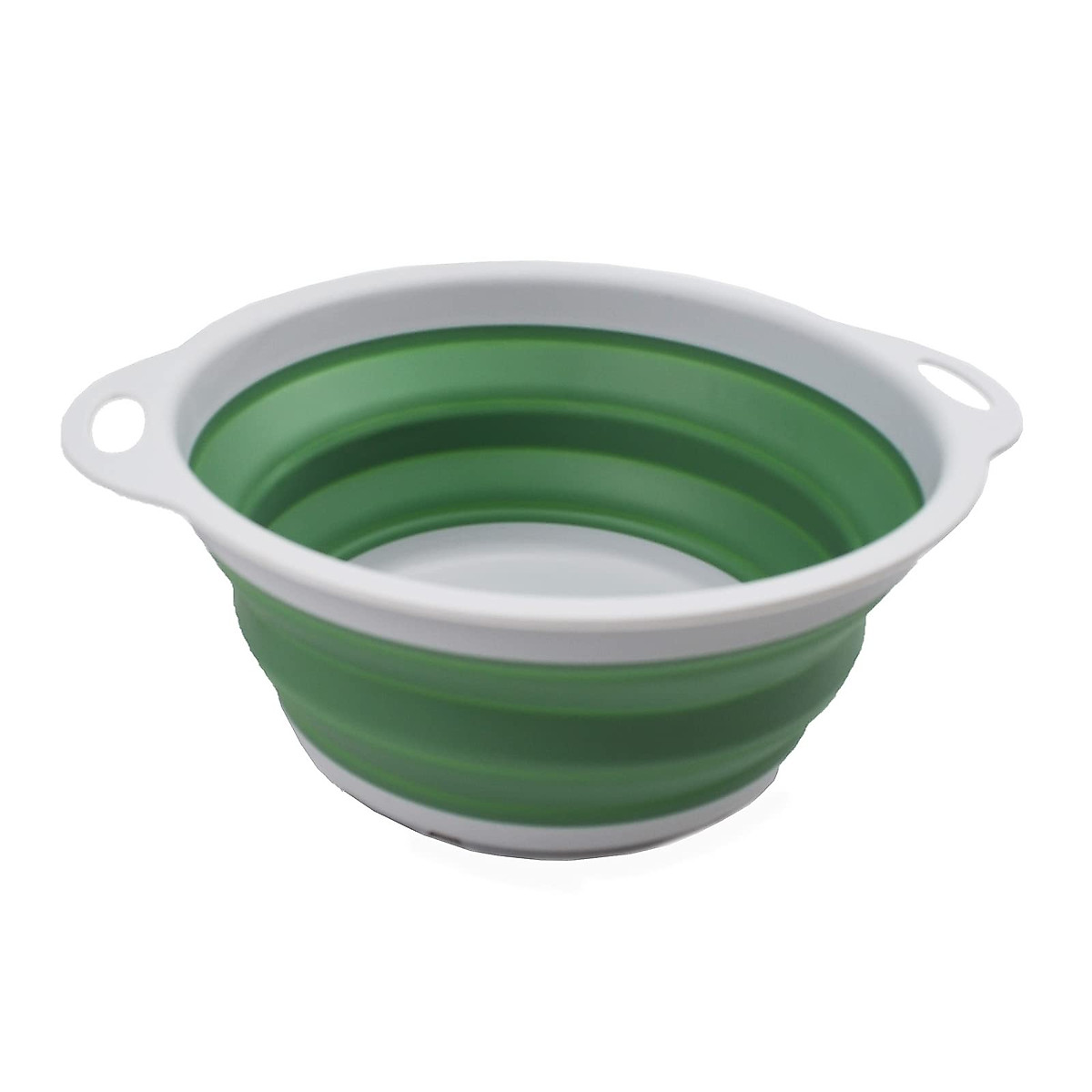 SAMMART 2.6L (0.68 Gallon) Collapsible Tub - Foldable Dish Tub - Portable Washing Basin - Space Saving Plastic Washtub (Grey/Dark Sea Green (Set of 2))