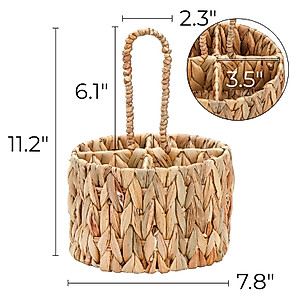 Hiceeden 2 Pack Utensil Caddy with Handle for Countertop, Water Hyacinth Silverware Caddy Holder Organizer for Party, Hand Woven Flatware Cutlery Caddy for Picnic