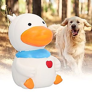 Shanrya Squeaky Duck Pet Toys, Squeaky X Duck Dog Toys Durable Latex for Dog Puppy Chewing Playing(White)