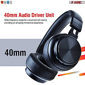 5 CORE Wireless Headphones Bluetooth Over Ear Hi Fi Stereo with Microphone and Volume Control Foldable Perfect Yoga Sports Office Gym - Headphone 13 B