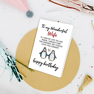 Nchigedy Birthday Card for Wife - Smooth, Heavy Card Stock, Blank Inside, Gold Envelope