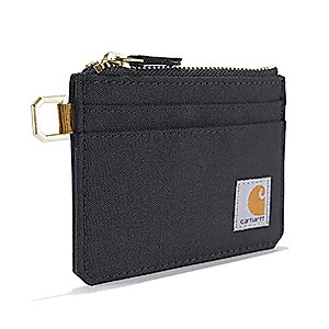 Carhartt womens Wallet, Rugged Leather and Canvas for Women, Available in Multiple Styles & Colors Wallet, Nylon Duck Zippered (Black), One Size US