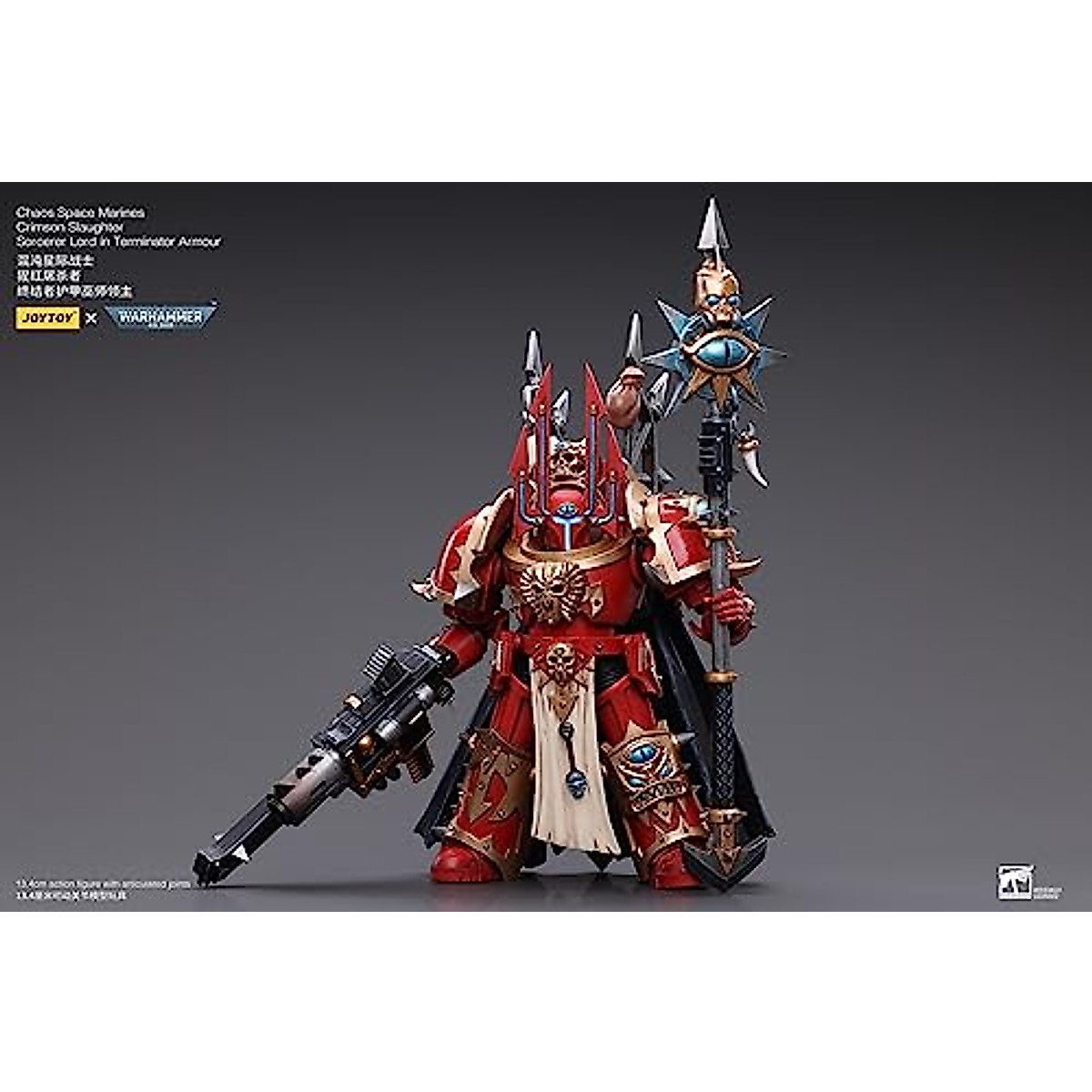JoyToy Warhammer 40K: Chaos Space Marines Crimson Slaughter Sorcerer Lord in Terminator Armour 1:18 Scale Figure