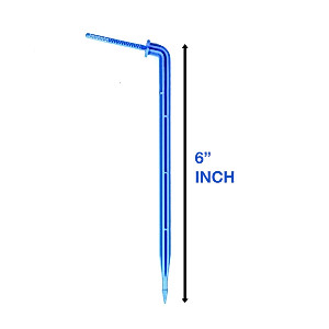 (100-PACK) - 6" Inch .5 GPH - Angled Drip Emitter Stake for Precise Watering & Irrigation, Greenhouse, Container Gardening, Home Garden, and Hydroponics Growing - for 1/8" Tubing (6" Inch Drip Stake)