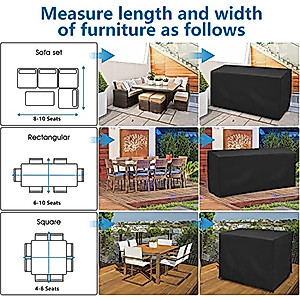 WANOCEAN Patio Furniture Covers Waterproof, Patio Table Cover Rectangle Outdoor 110" L X 83" W X 28" H 420D Oxford Fabric Dustproof with Storage Bag, Fits for Dining Square Table Sofa and Chair
