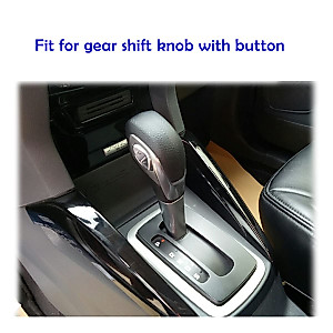 Black Leather Gear Shift Knob Cover for Ford Focus 2012 2013 2014 2015 2016/ Ford Fiesta 2014 2015 2016 / Ford Fusion S / Fusion SE 2013 2014 2015 2016 / Fusion Gear Shift Cover / Accessories for Ford