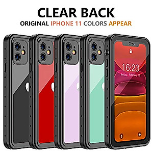 AMILIFECASES for iPhone 11 Case Waterproof,with Built in Screen Protector,Shockproof Dustproof Full Body Heavy Duty Protective Phone Case for iPhone 11 6.1 inches Black/Clear