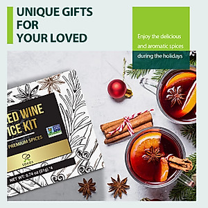 Soeos Mulled Wine Spice Kit, 2.96 oz (0.74 oz*4), Six Premium Spices, Mulled, Wine Spice Kit, Cooking Gadgets Holiday Gifts, Wine Gifts for Women, Christmas Gift Ideas